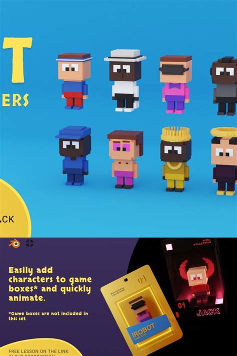 ArtStation NFT VOXEL Characters For Blender Blend File Tutorial Game Assets Game