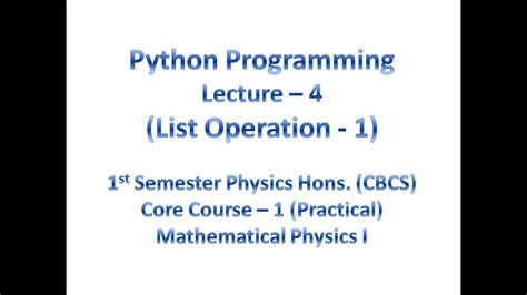 Python Programing 1st Semester Lecture 4 Youtube