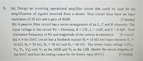 Solved A Design An Inverting Operational Amplifier Chegg