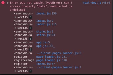 Error Was Not Caught Typeerror Cant Access Property Data Modulehot Is Undefined · Vercel