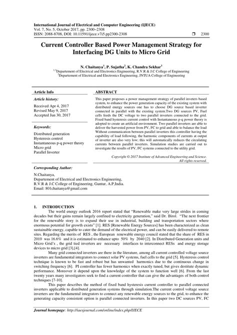 Pdf Current Controller Based Power Management Strategy For Interfacing Dg Units To Micro Grid