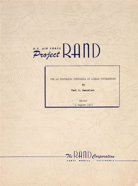 Bonhams Linear Programming Samuelson Paul Anthony 1915 2009 The