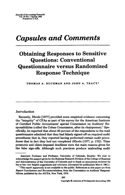 Pdf Obtaining Responses To Sensitive Questions Conventional Questionnaire Versus Randomized