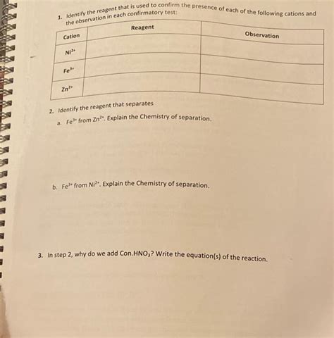 Solved Identify The Reagent That Is Used To Confirm The Chegg Com