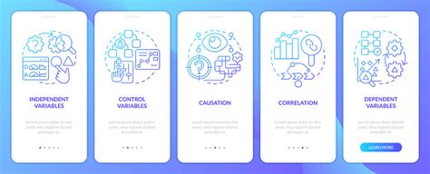 Causal Research Variables Blue Gradient Onboarding Mobile App Screen Stock Illustration