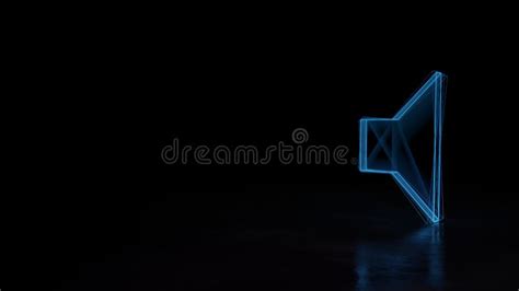 3d Glowing Wireframe Symbol Of Symbol Of Sound Isolated On Black Background Stock Illustration
