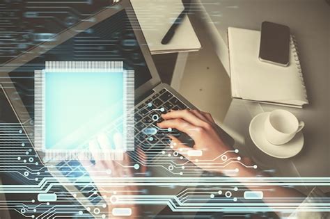 Premium Photo Double Exposure Of Woman Hands Working On Computer And Data Theme Hologram