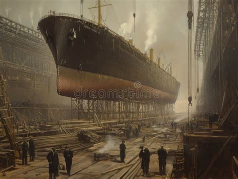 Construction Of The Rms Titanic At Harland And Wolff In 1909 Stock