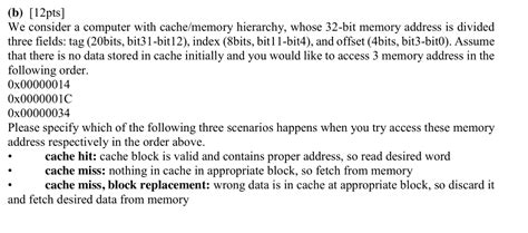 Solved B 12pts We Consider A Computer With Cache Memory Chegg Com
