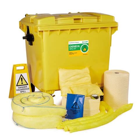 1000 Litre Ecospill Chemical Spill Kit 4 Wheeled Bin