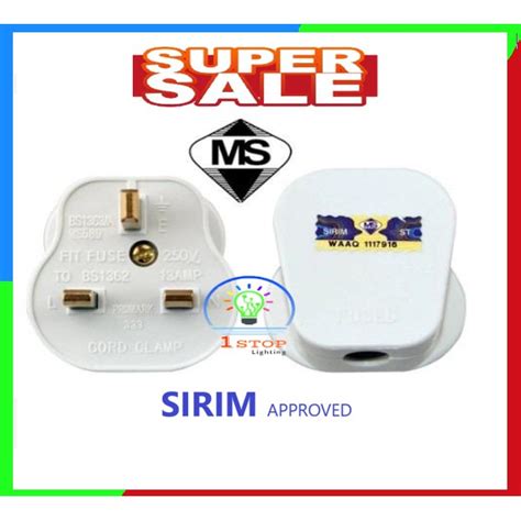 Ready Stock 13amp 3 Pin Plug Top Kepala Plug 13amp 13a Fuse Unbreakable Sirim Approved Shopee
