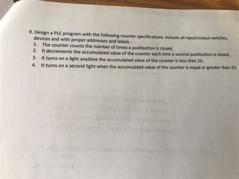9 Design A Plc Program With The Following Counter