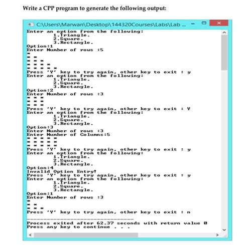 solved write a cpp program to generate the following output