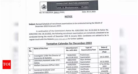OSSC Exam Calendar OSSC Exam Dates Released At Ossc Gov In