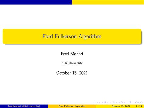 SOLUTION Ford Fulkerson Algorithm Studypool