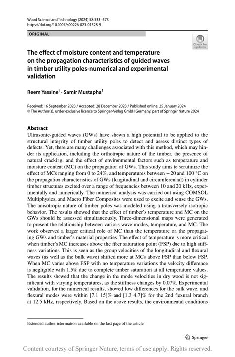 The Effect Of Moisture Content And Temperature On The Propagation Characteristics Of Guided