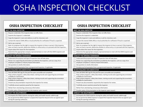 Osha Inspection Checklist Editable Hr Template Digital Download Etsy