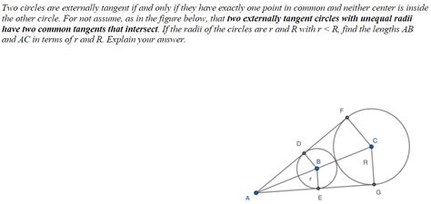 Solved Two Circles Are Externally Tangent If And Only If Chegg Com