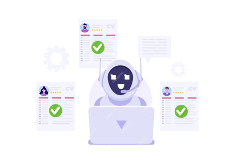 Premium Vector Hr Ai Robots Scanning Cv For Searching Vacancy Candidates Flat Vector Illustration