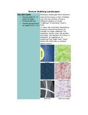 Creative Activity Texture Rubbing Summer Docx Texture Rubbing Landscapes You Will Need