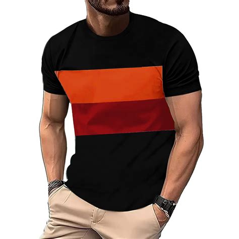 Tall Tee Shirts For Men Men Tee Shirt Mens Casual Color Blocking Tops