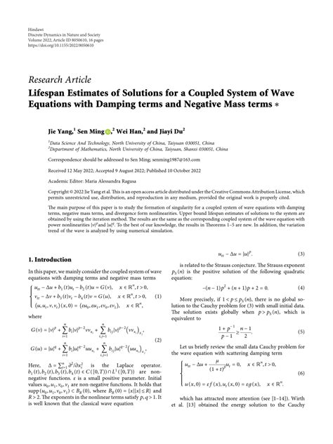Pdf Lifespan Estimates Of Solutions For A Coupled System Of Wave Equations With Damping Terms