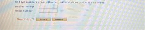 solved find two numbers whose difference is 46 and whose