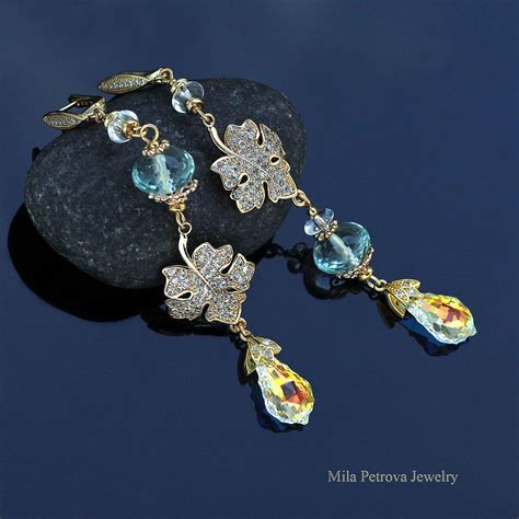 Длинные асимметричные серьги Осенний каприз Ювелирные украшения Женские украшения Серьги