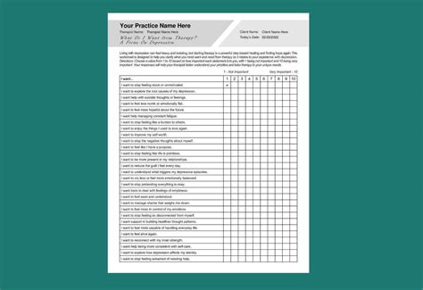 Identifying Client Needs Depression Focused Worksheet Pdf Therapybypro