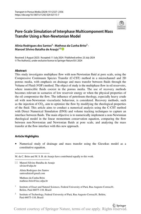Pore Scale Simulation Of Interphase Multicomponent Mass Transfer Using A Non Newtonian Model