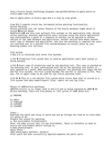 How To Apply Patch In Oracle Apps R122 Pdf