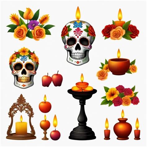 Ofrenda Vector Set White Background Isolated A High Premium Ai