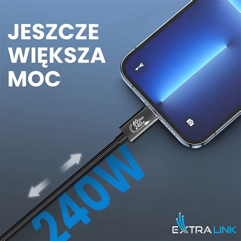 Extralink Smart Life Usb Type C To Type C Cable Braided Czarny Kabel Usb C Extralink