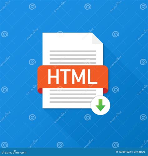 Download Html Button Downloading Document Concept File With Html Label And Down Arrow Sign
