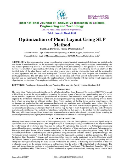 2016 Optimization Of Plant Layout Using Slp Download Free Pdf