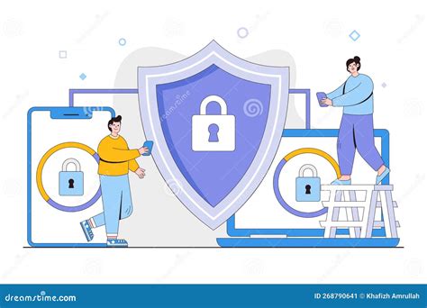 Cyber Security Vector Illustration Concept With Characters Data Security Protected Access