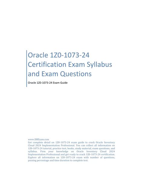 Ppt Oracle 1z0 1073 24 Certification Exam Syllabus And Exam Questions Powerpoint Presentation