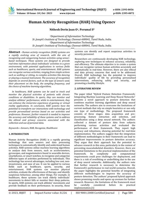 Human Activity Recognition Har Using Opencv Pdf