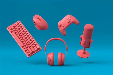 마우스 키보드 조이스틱 헤드셋 Vr 마이크 와 같은 비행 게이머 기어 책상에 대한 스톡 사진 및 기타 이미지 책상 흑백