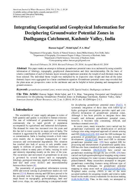 Pdf Integrating Geospatial And Geophysical Information For Deciphering Groundwater Potential