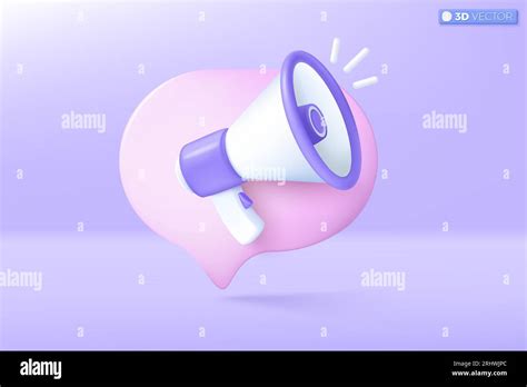 3d Megaphone Speaker Icon Symbol Notification Bell Speech Bubble Loudspeaker Announce
