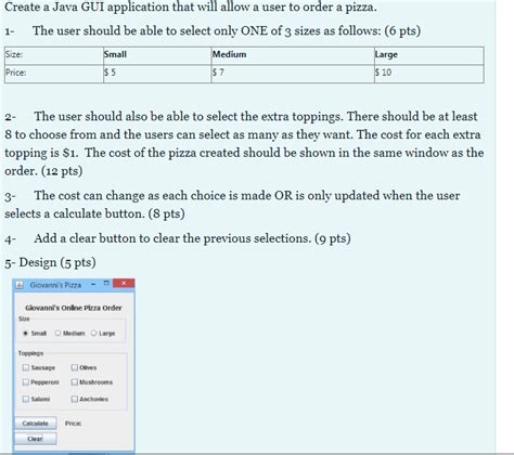 Solved Create A Java GUI Application That Will Allow A User Chegg Com