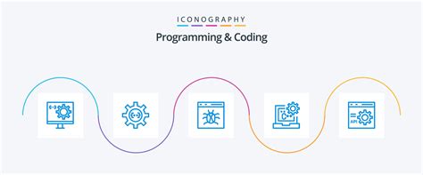 programming and coding blue 5 icon pack including coding c development development bug
