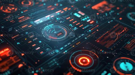 Futuristic Digital Dashboard Interface Displaying Various Data Metrics And Analytics 55370751