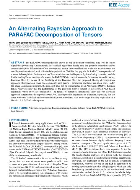 Pdf An Alternating Bayesian Approach To Parafac Decomposition Of Tensors