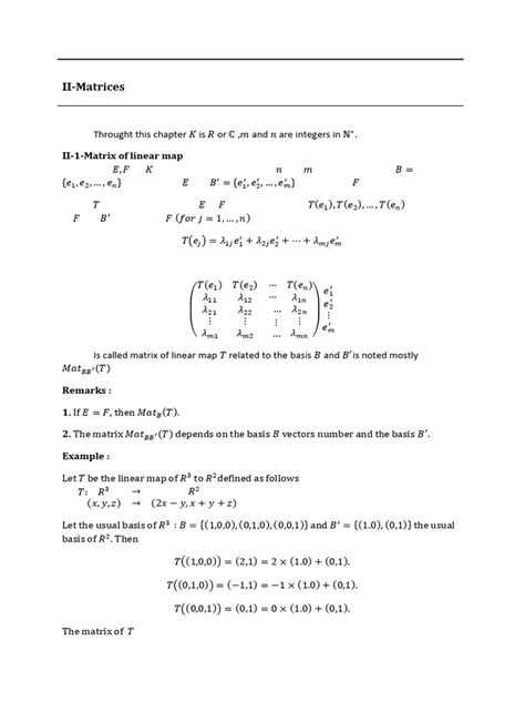 Matrice And Linear Systems Pdf Matrix Mathematics Basis Linear