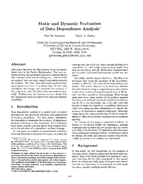 Pdf Static And Dynamic Evaluation Of Data Dependence Analysis Techniques