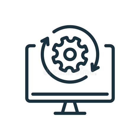 Upgrade Of Software Line Icon Computer System Update Linear Pictogram Download Process Icon