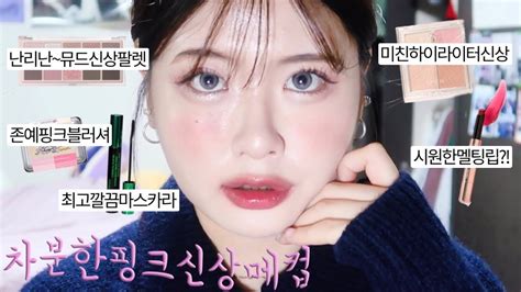 Grwm💓신상쿨톤템만 쓴 은은한맛 핑크 메이크업💓시원한신상멜팅립 뮤드팔레트첫인상 디올저렴이하이라이터 다들물어본핑크블러셔 연말애교살템 Youmji 염지