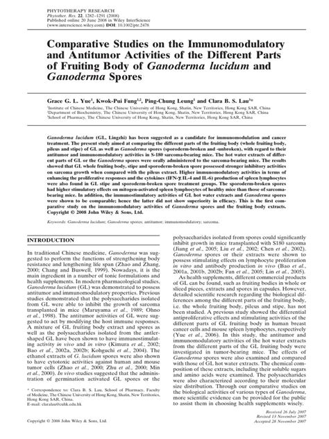 Ganoderma Spores Pdf Lymphocyte Immunotherapy